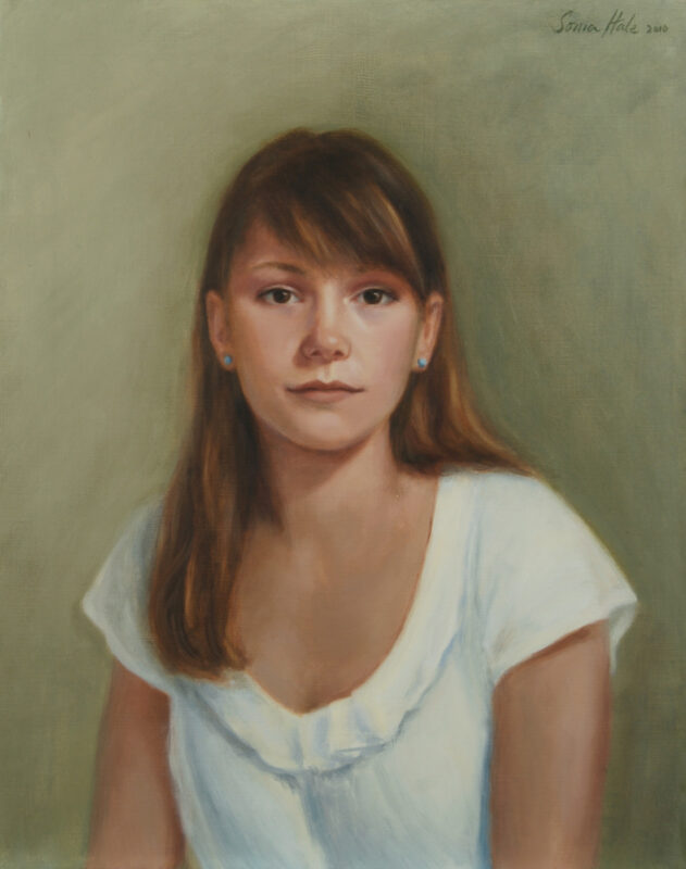Boston portrait artist Sonia Hale’s framed oil painting of a teenager ...